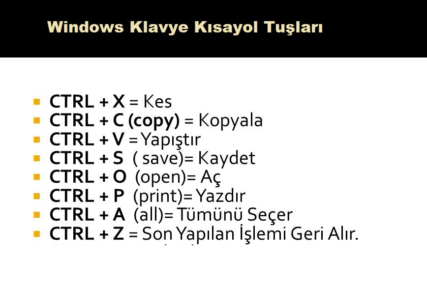 ALTUNTOP.NET - Windows Klavye Kısayol Tuşları